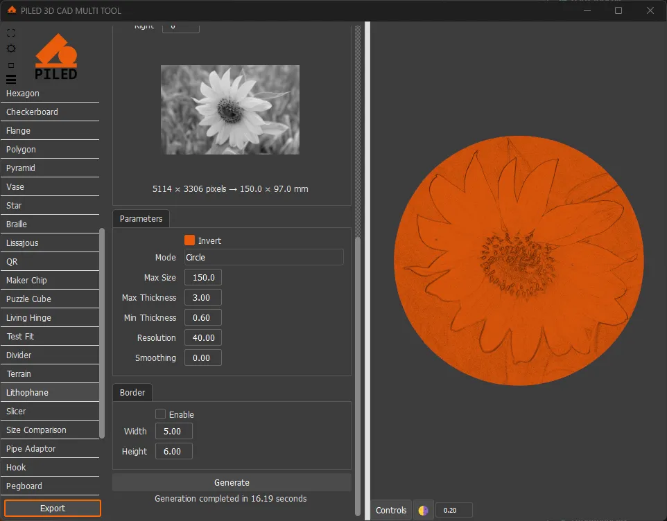 Sunflower Lithophane Circle Generator - Free 3D Print Model - MakerWorld