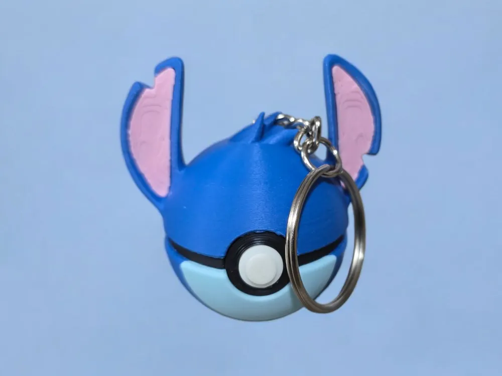 Mini Stitch Pokeball - Keychain multiparts - Free 3D Print Model ...