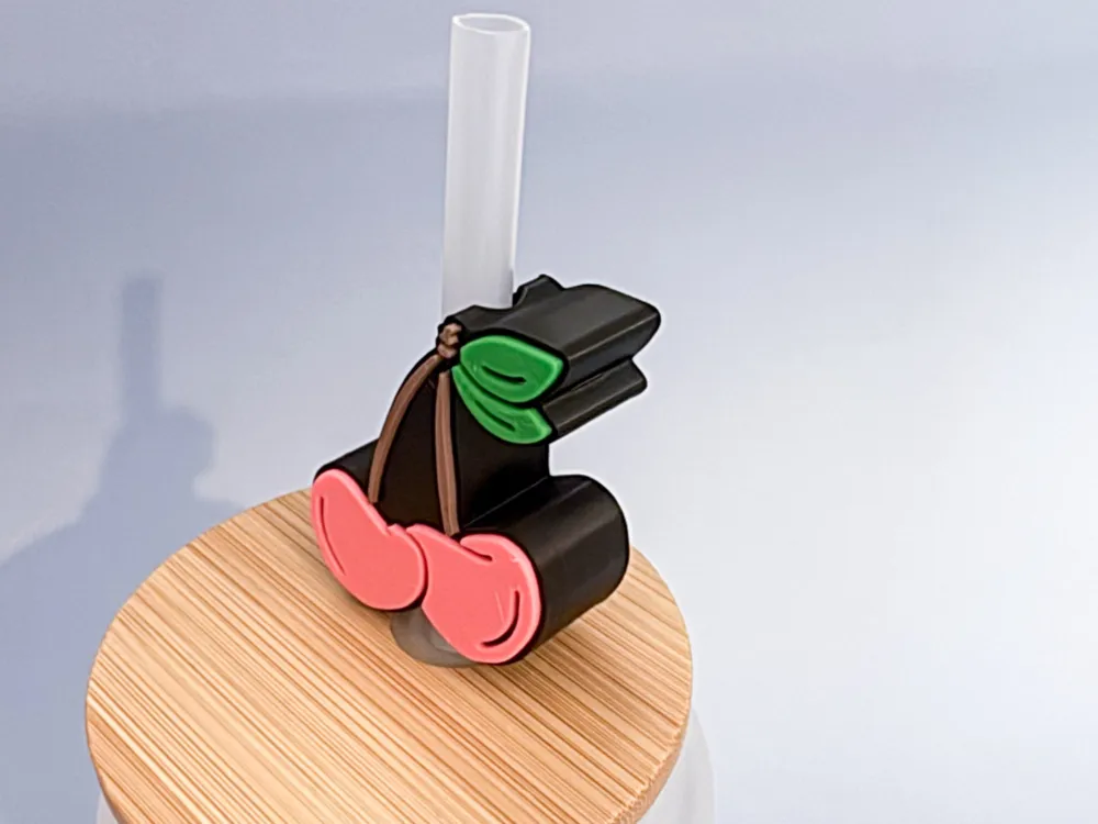 Cherry Straw Topper - Free 3D Print Model - MakerWorld