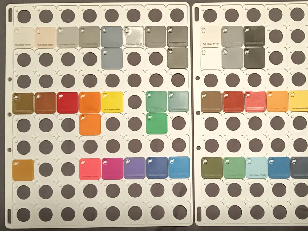 Binder page for Bambu Lab filament swatches by TrinaryLogic - MakerWorld
