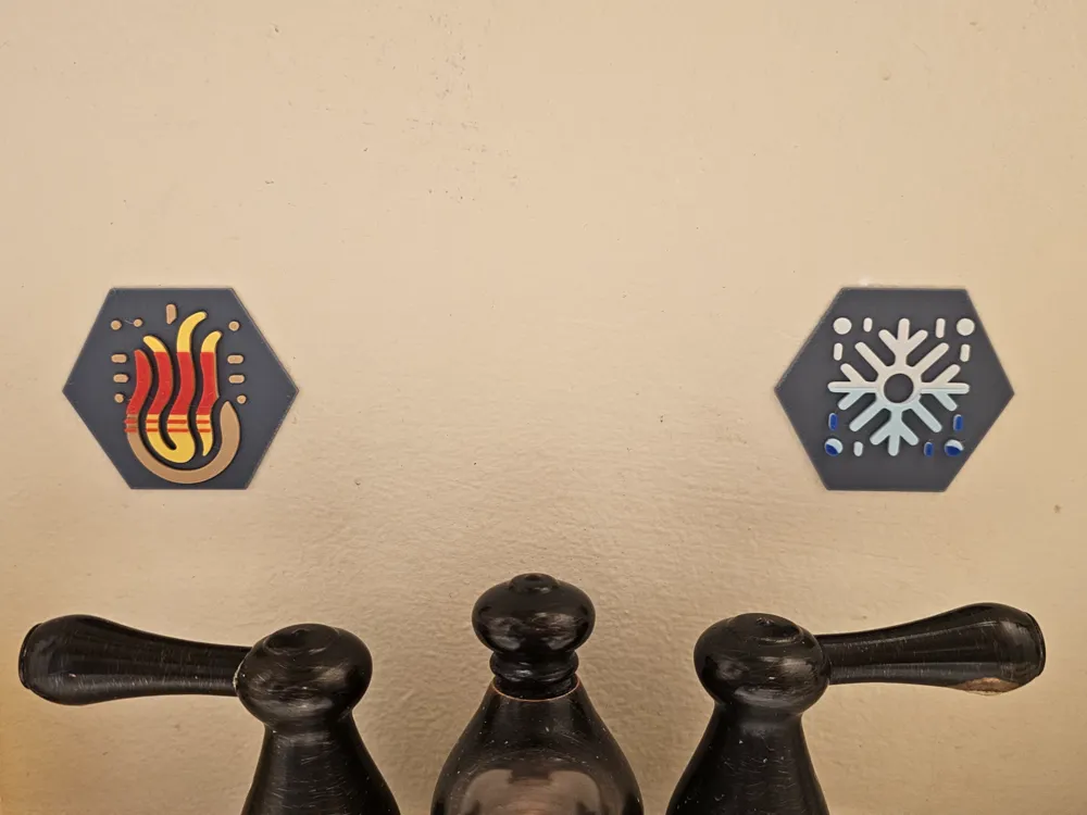 Hot and Cold Signs for Faucet Sinks by Ellipse - MakerWorld