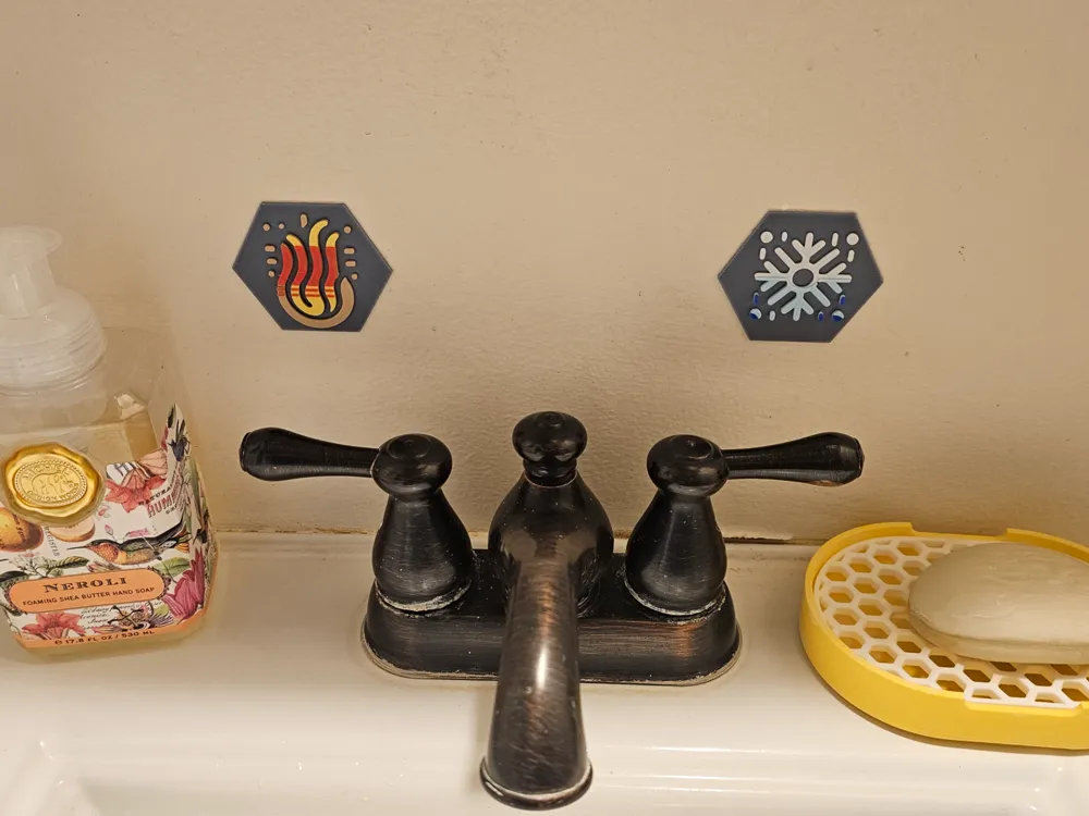 Hot and Cold Signs for Faucet Sinks by Ellipse - MakerWorld