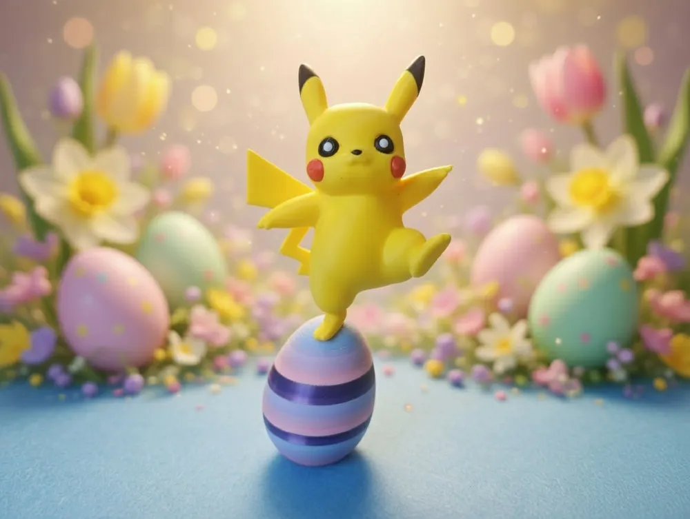 Easter Pikachu NO AMS - Free 3D Print Model - MakerWorld