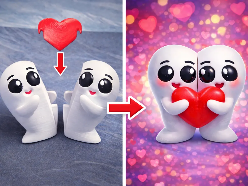 Ghosts in love (Valentine's Day) - Free 3D Print Model - MakerWorld