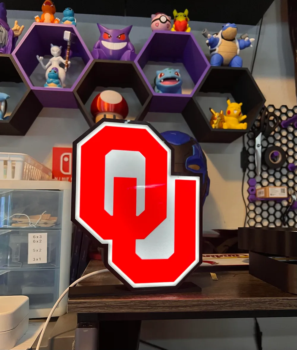 (Updated) Oklahoma University LED Lamp by Codyinbody3 - MakerWorld