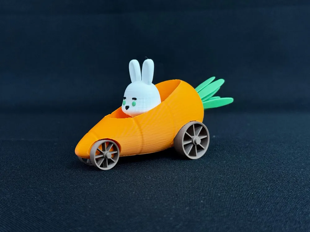 Easter Bunny driving Carrot Car by Ireality - MakerWorld