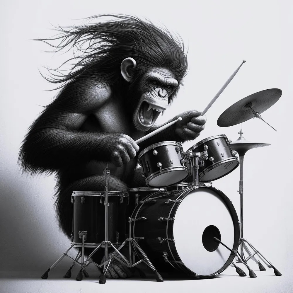 Chimpanzee plays drums by Ahoria - MakerWorld