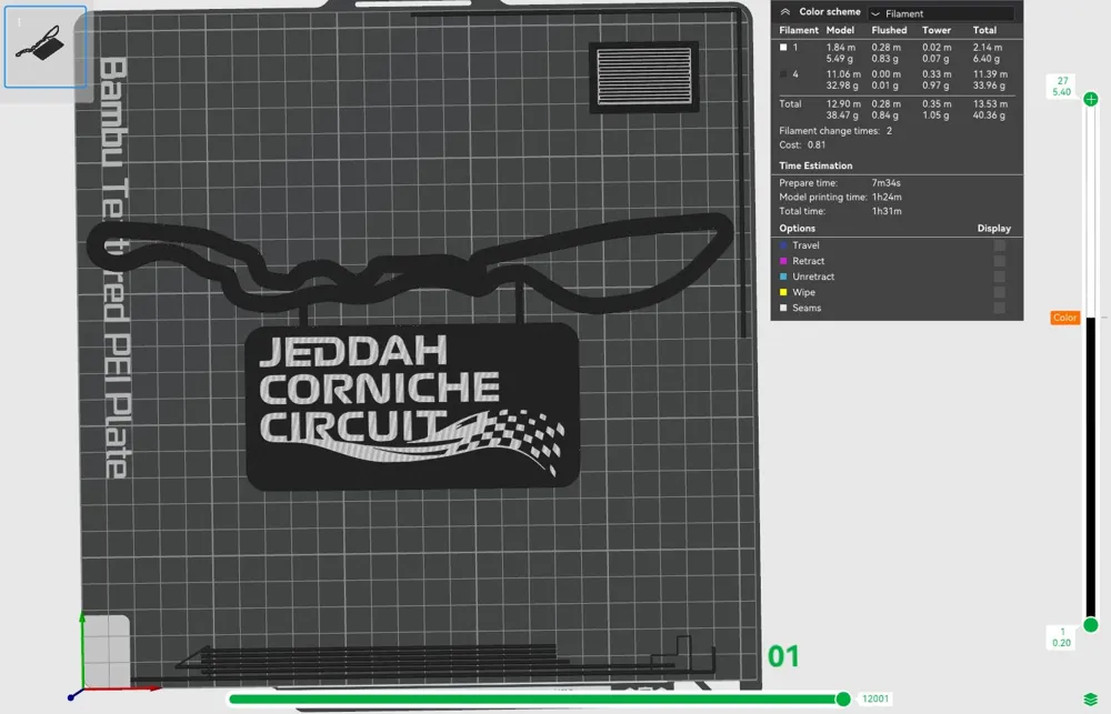Jeddah Corniche Circuit Track Map with Nameplate by dakjones82 - MakerWorld