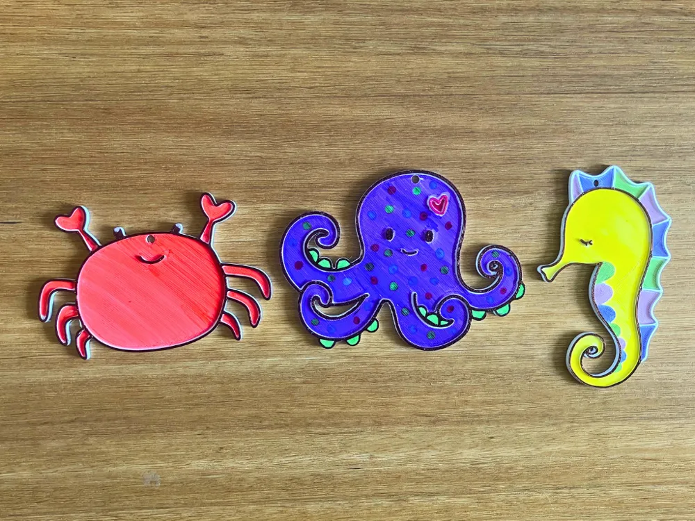 Underwater Coloring - Crab, Seahorse & Octopus by A*i*m*e*e* - MakerWorld