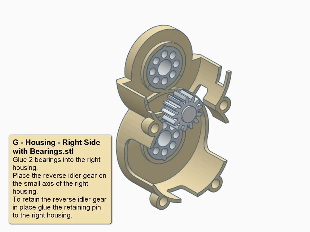 Constant Mesh 3 Speed Gearbox with Reverse Gear - Free 3D Print Model ...