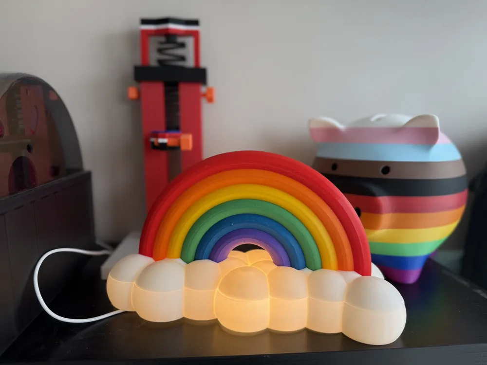 REDESIGNED: High-Rez Rainbow & Clouds LED Lamp by MajesticSanta.com MakerWorld: Download Free 3D ...
