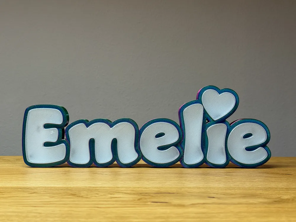 LED Name Lamp Emelie - Free 3D Print Model - MakerWorld