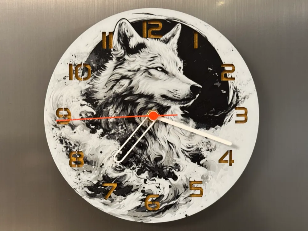 wall / desk clock Wolf in Wave by cP3D MakerWorld: Download Free 3D Models