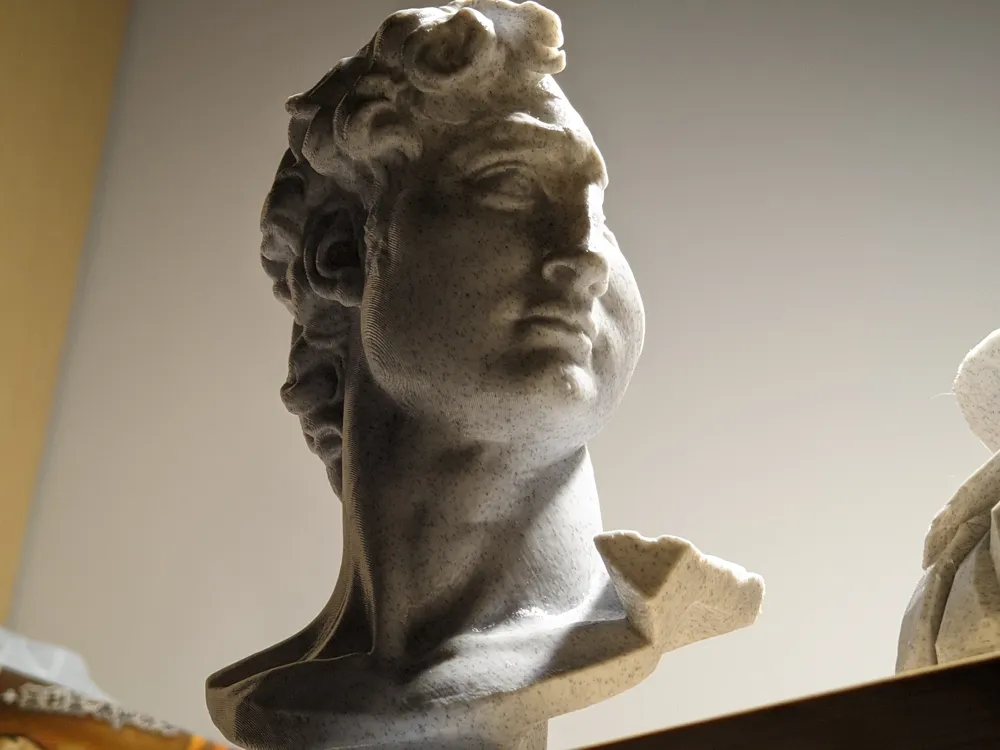 A fragmented David head sculpture, recreated from a physical scan ...