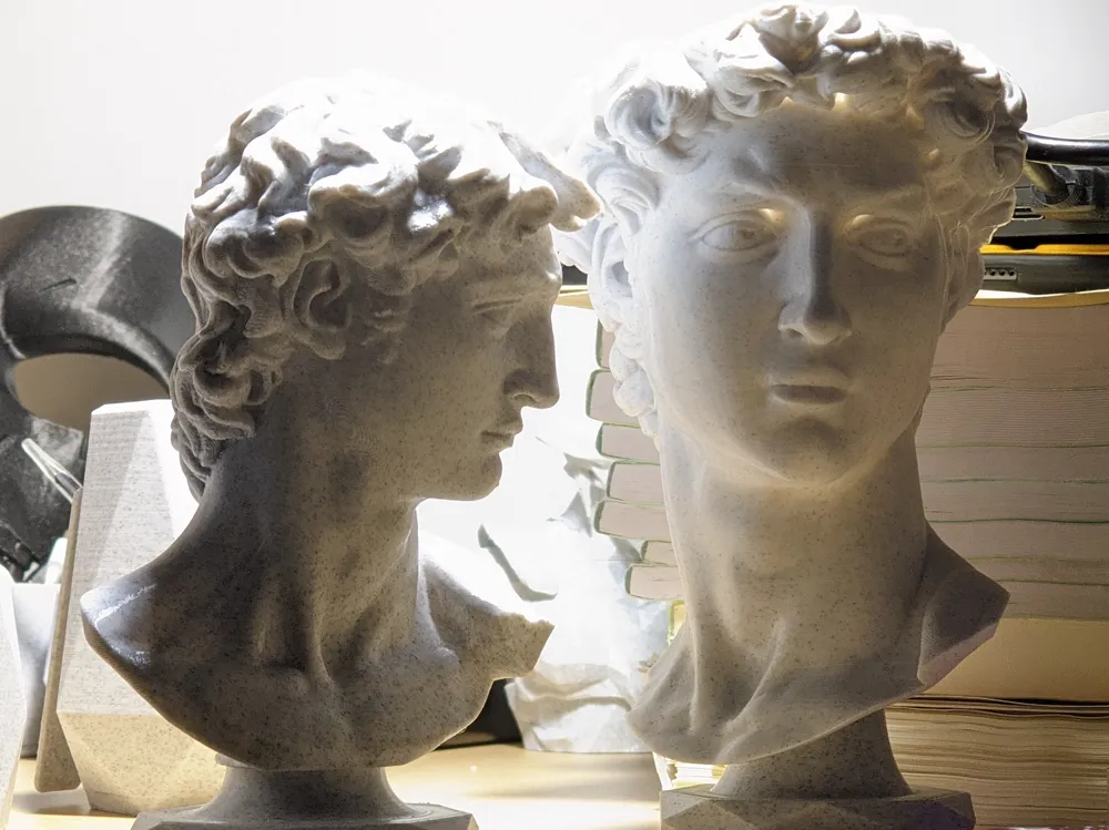 A fragmented David head sculpture, recreated from a physical scan ...