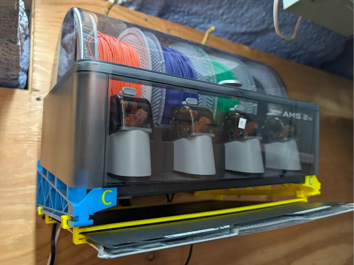 过于讲究的过度设计AMS 2 Pro 壁挂架 - 免费 3D 打印模型 - MakerWorld