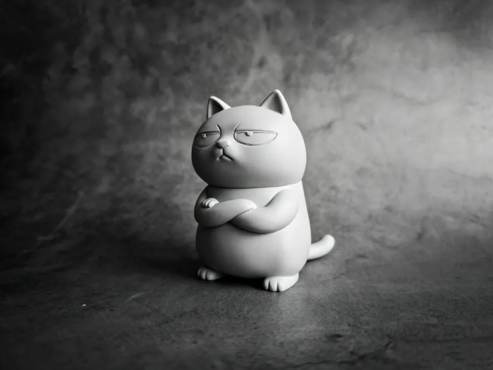 Depressed fat cat - office desk toy decoration - Free 3D Print Model ...