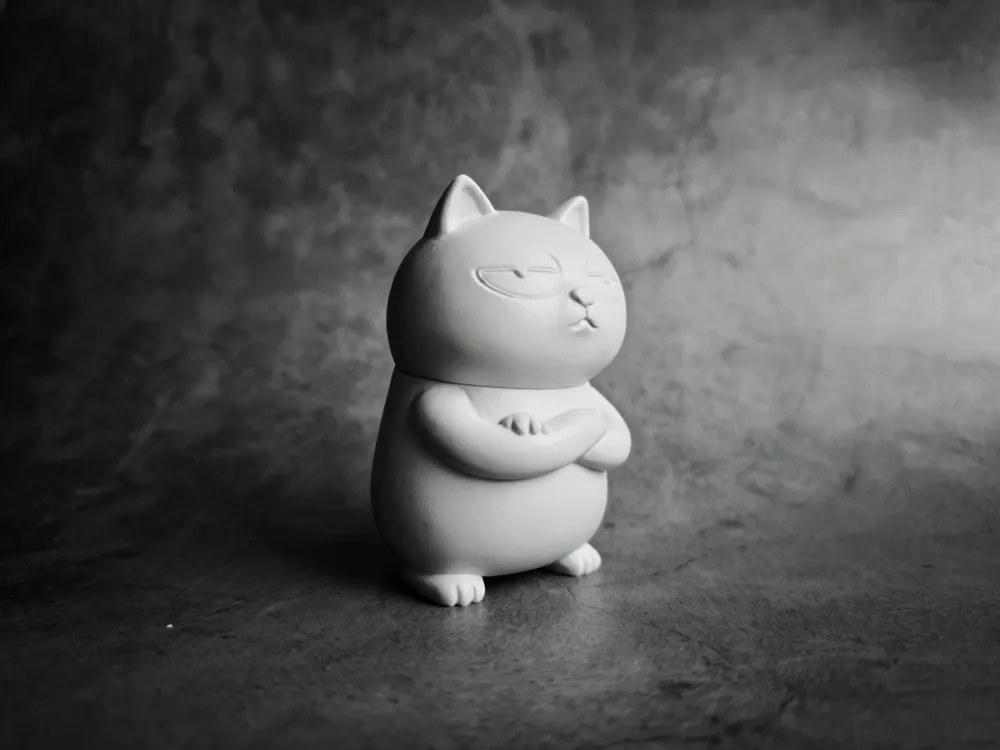 Depressed fat cat - office desk toy decoration - Free 3D Print Model ...