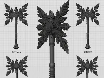 Fractal Axe Two-sided Meshy - Free 3D Print Model - MakerWorld