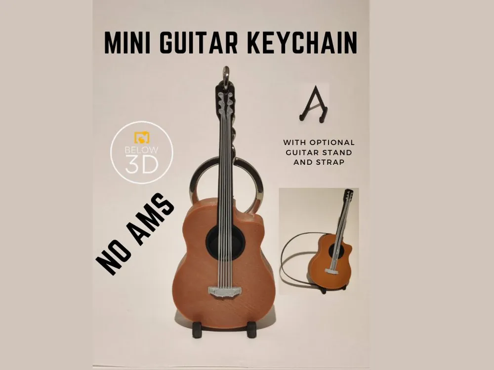 Mini Guitar Keychain (NO AMS) by Below3D - MakerWorld