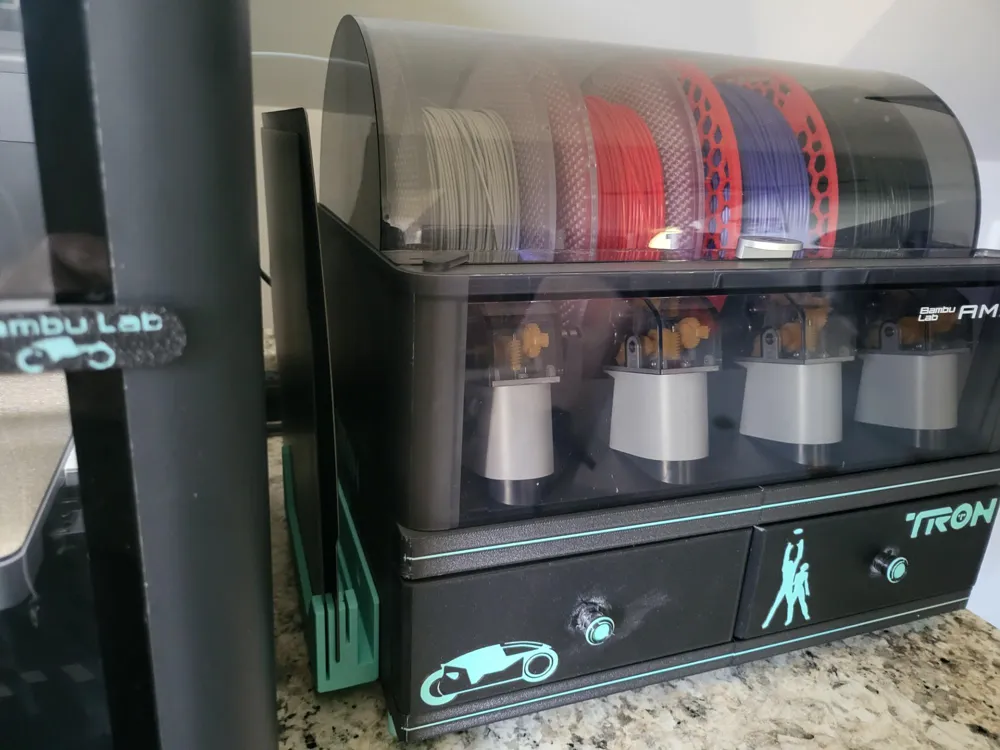 AMS Stand Tron Themed with Drawers Remixed by Maker Dave - MakerWorld