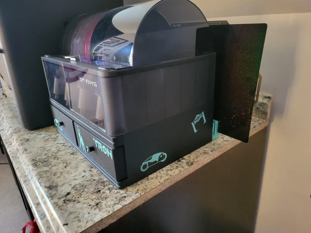 AMS Stand Tron Themed with Drawers Remixed by Maker Dave - MakerWorld