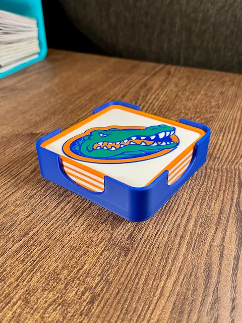 Florida Gators 4 Coaster Set with Caddy by dcv designs - MakerWorld