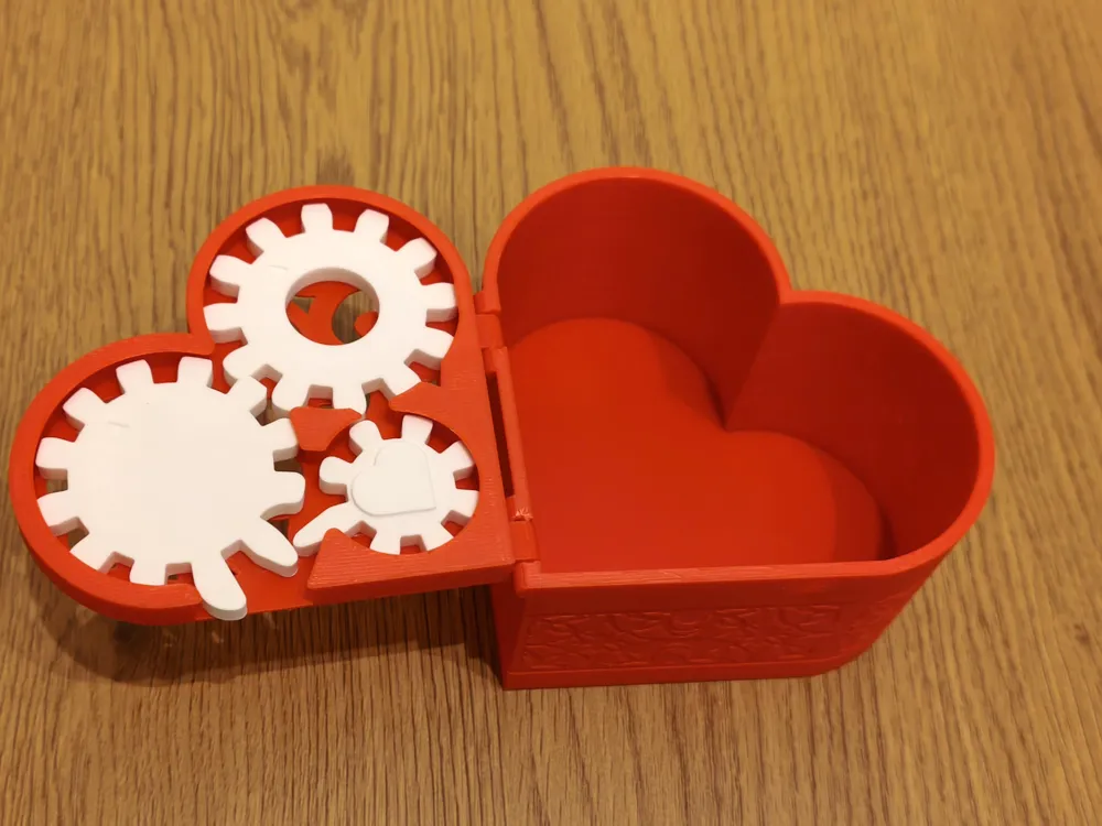 Heart Shaped Lock Box - Gear Lock System with Key - Free 3D Print Model ...