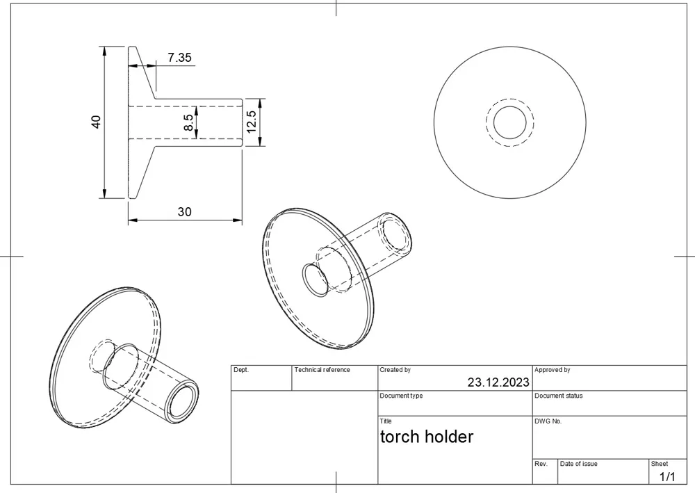Torch holder / garden torch with 8mm handle by Rom_Ka - MakerWorld