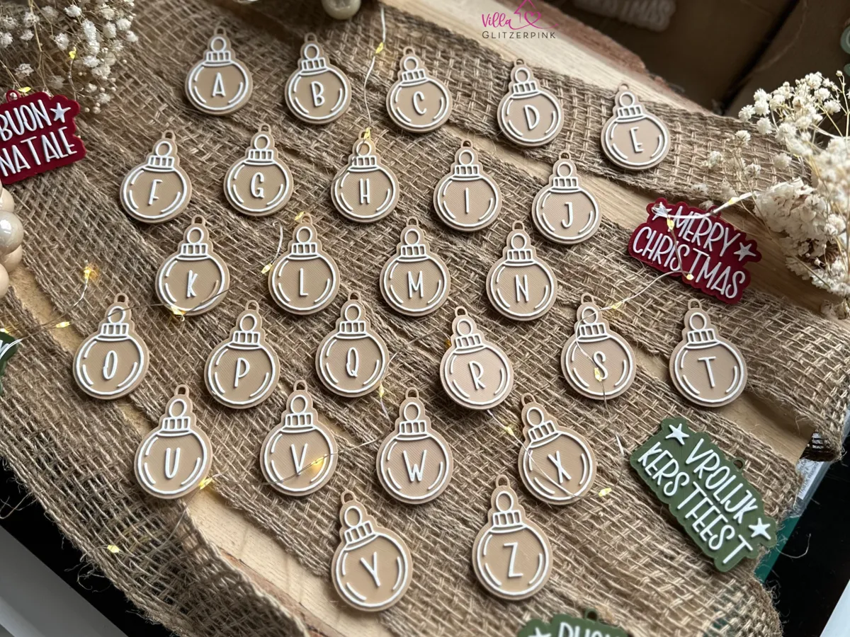 Gift Tags Letters A-Z Christmas Bauble - Free 3D Print Model - MakerWorld