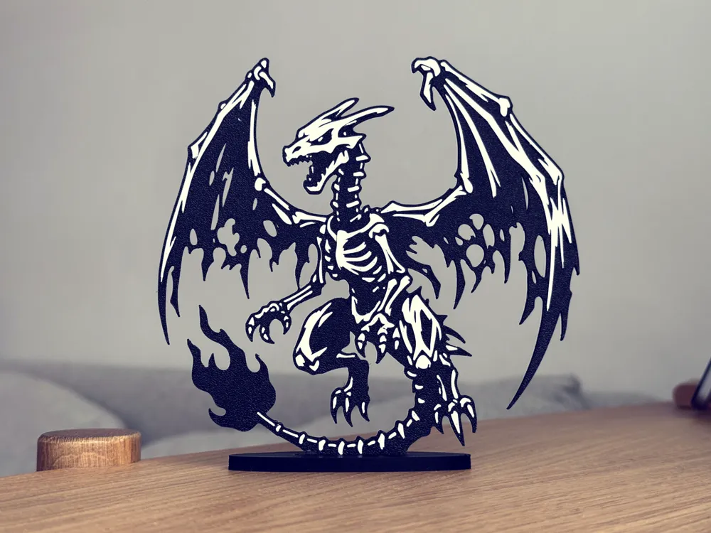Skeleton Charizard Pokemon 2D Silhouette Wall Art by BluB - MakerWorld