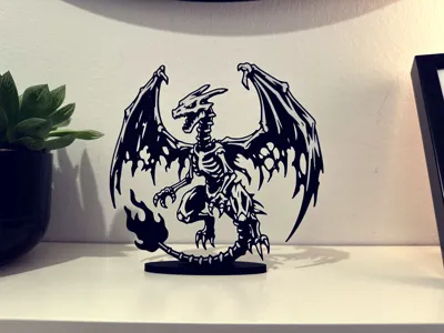 Skeleton Charizard Pokemon 2D Silhouette Wall Art by BluB - MakerWorld