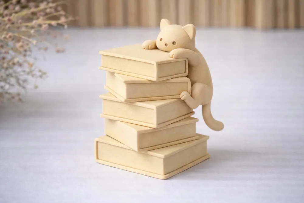 Cute Cat on Stack of Books - Free 3D Print Model - MakerWorld
