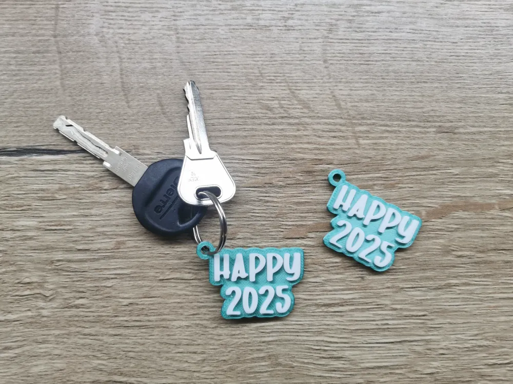 Keychain Happy 2025 by x3mnexus - MakerWorld