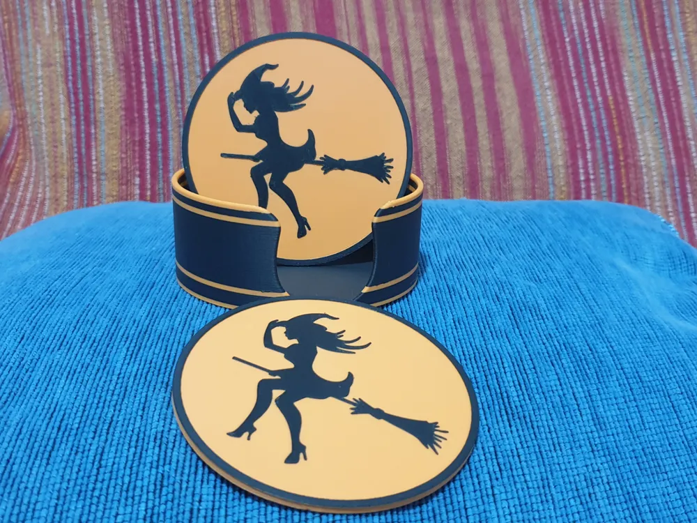 Sexy Witch Halloween Coasters Holder by constantinost - MakerWorld