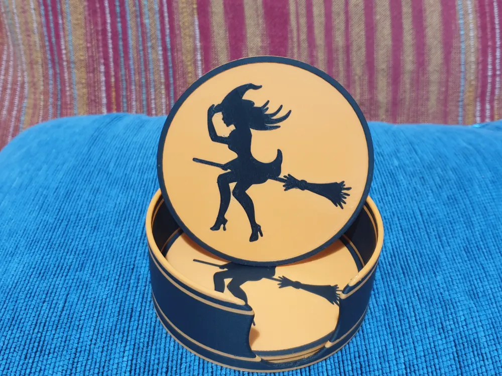 Sexy Witch Halloween Coasters Holder by constantinost - MakerWorld