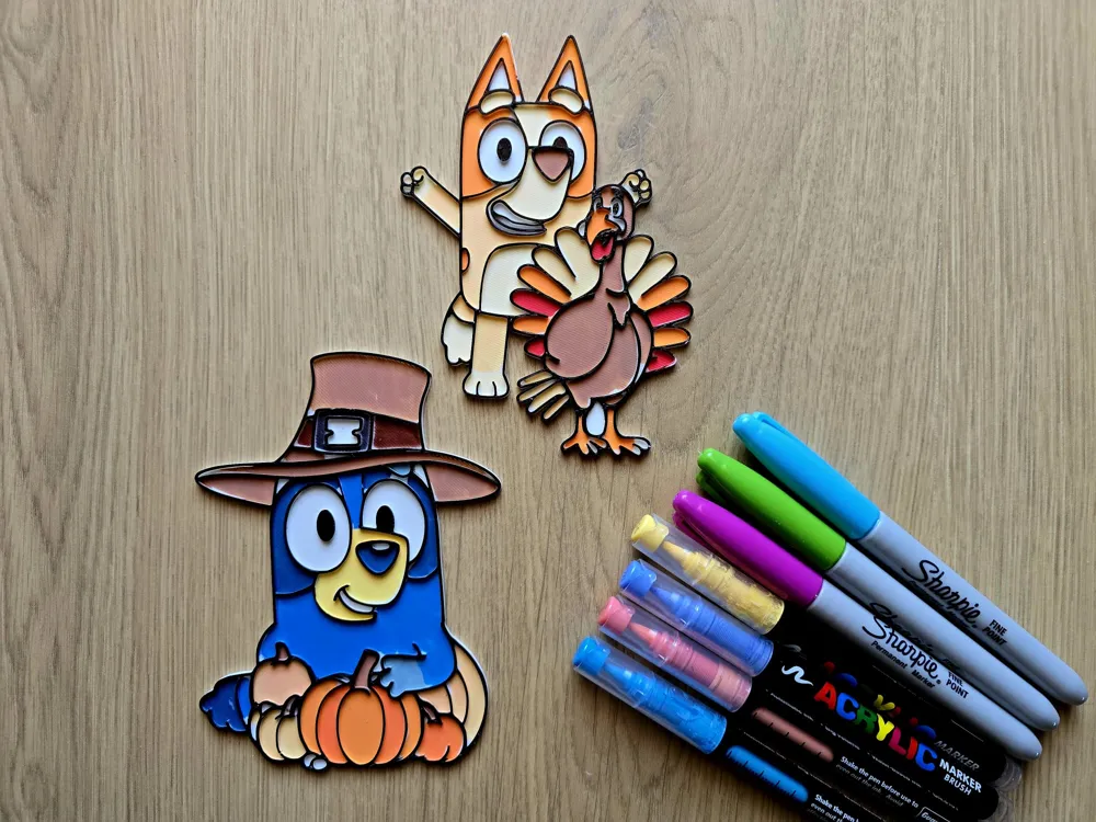 Bluey Bingo Thanksgiving DIY Coloring Set Craft - Free 3D Print Model ...
