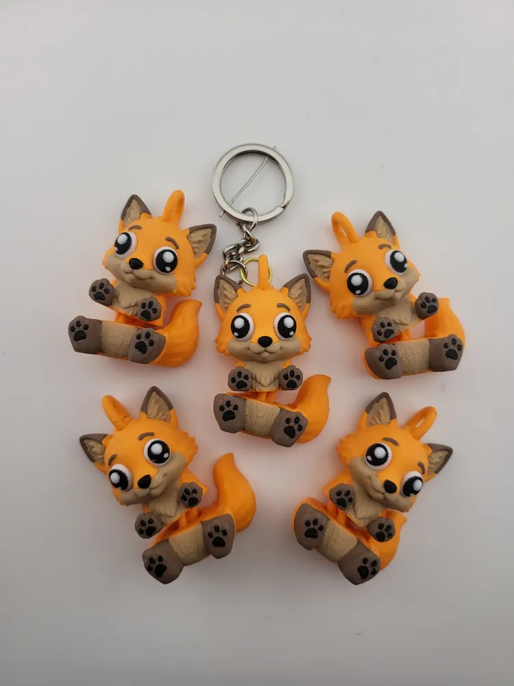 Fox Keychain Kawaii Flexi Toy Articulated Fidget - Free 3D Print Model ...