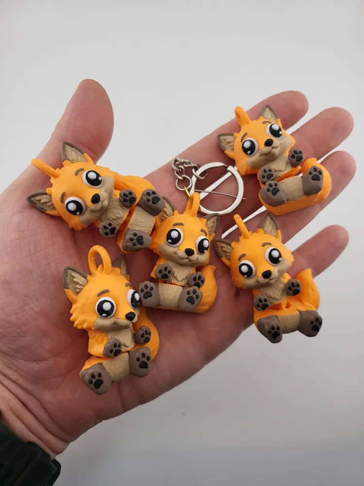 Fox Keychain Kawaii Flexi Toy Articulated Fidget - Free 3D Print Model ...