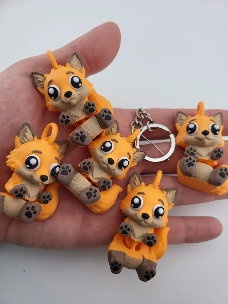 Fox Keychain Kawaii Flexi Toy Articulated Fidget - Free 3D Print Model ...
