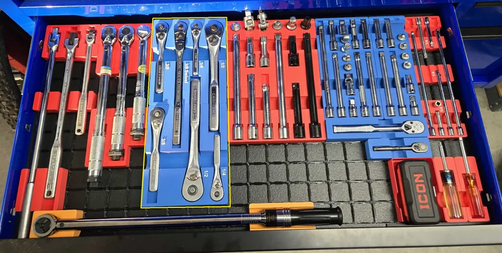 Gridfinity Craftsman ratchet blocks by VFRLuke MakerWorld: Download Free 3D Models