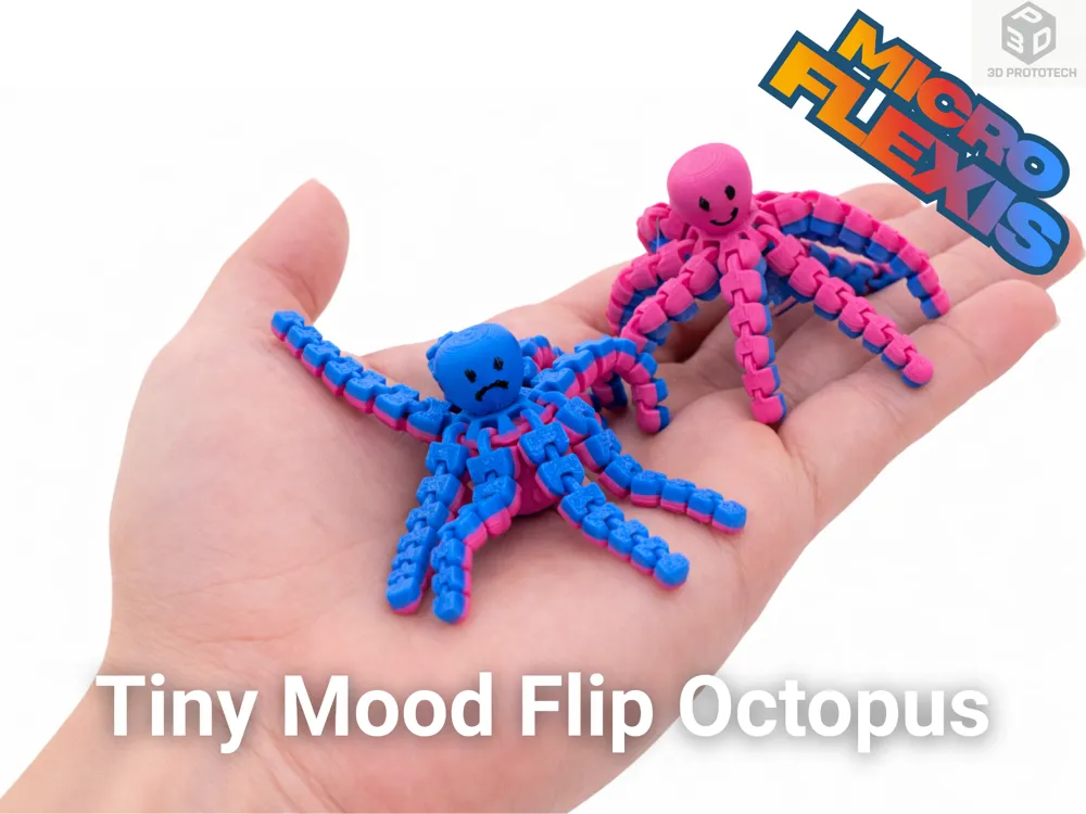 Tiny Mood Flip Octopus - Free 3D Print Model - MakerWorld