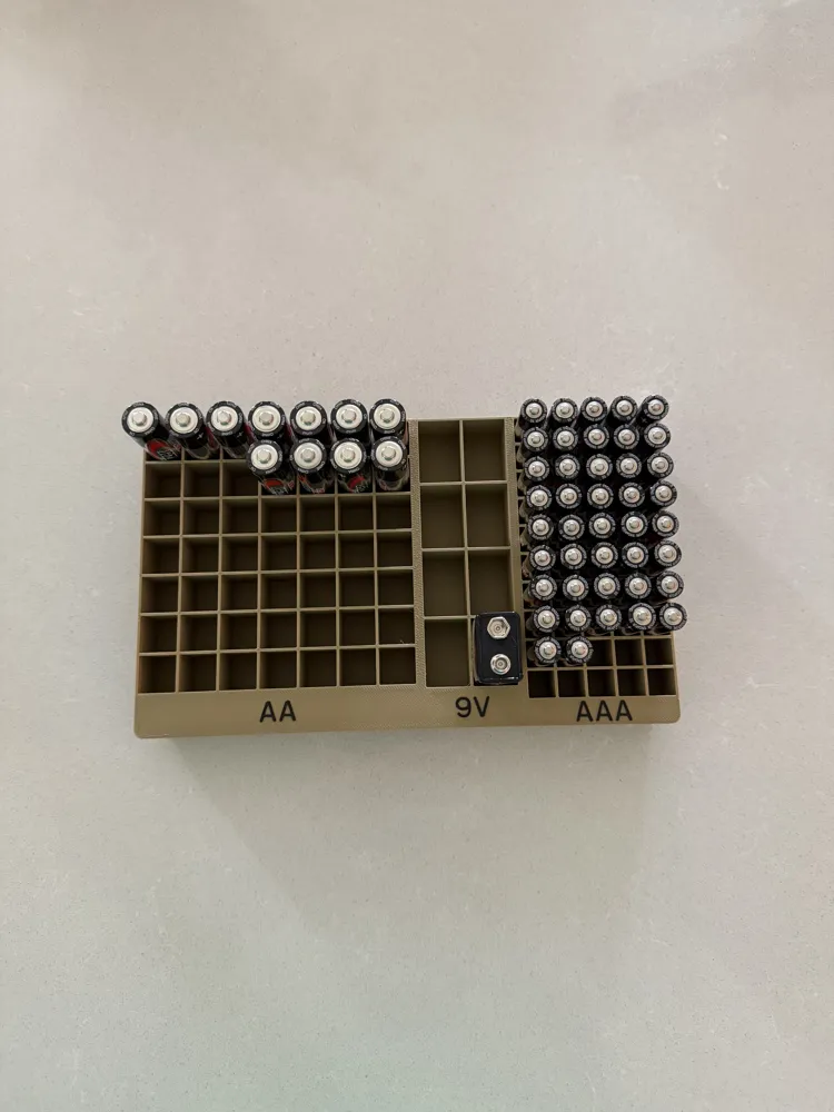 Gridfinity Bulk Battery Holder (AA, AAA, 9V) by Chevy_87 MakerWorld: Download Free 3D Models
