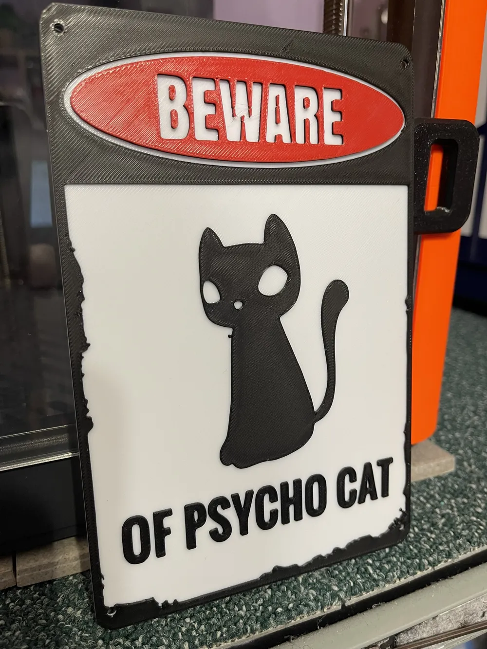 Beware of Psycho Cat funny warning Sign by ideat0m - MakerWorld