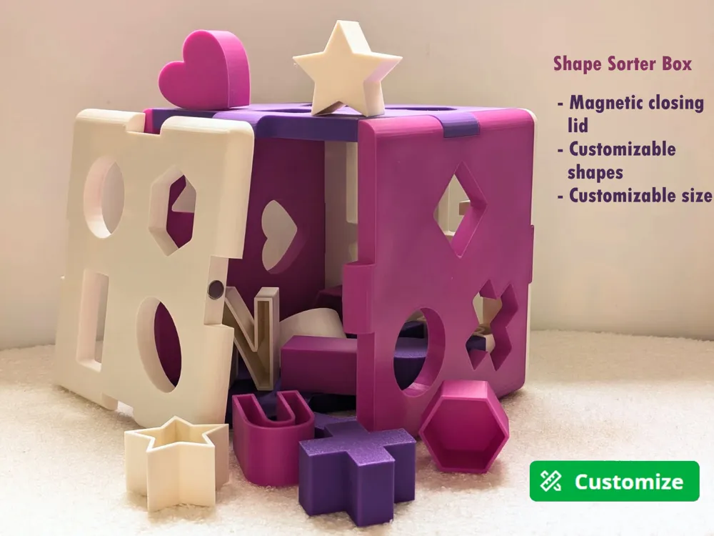 Shape Sorting Box - magnetic lid - Baby toy by Mneric MakerWorld ...