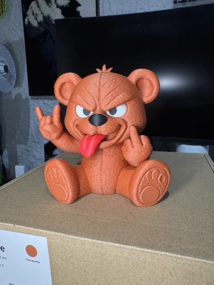 The Cheeky Metal Grumpy Bear - Free 3D Print Model - MakerWorld