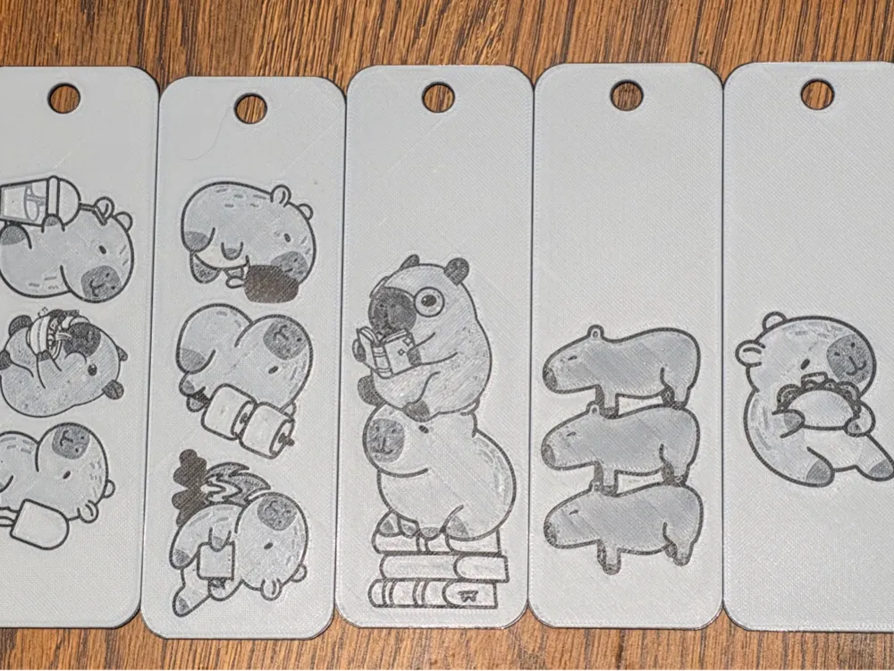 Capybara Bookmark 2 colors Set of 6 - Free 3D Print Model - MakerWorld