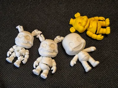 mini flexi FNAF Springtrap, Golden Freddy & Puppet - Free 3D Print ...
