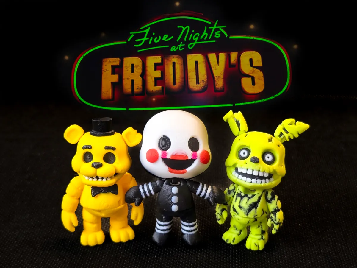 mini flexi FNAF Springtrap, Golden Freddy & Puppet - Free 3D Print ...