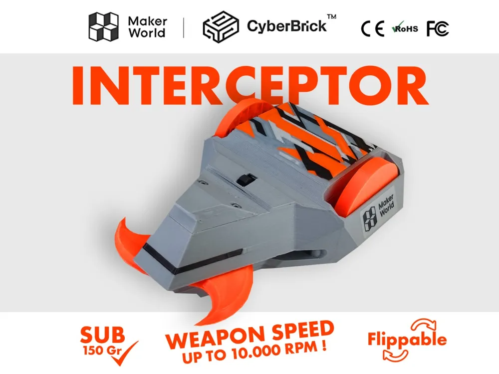 INTERCEPTOR Antweight Combat Robot for Cyberbrick - Free 3D Print Model ...